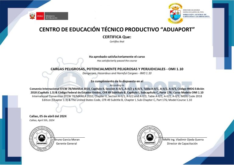 OMI 1.20 Prevención y Lucha contra incendios – ADUAPORT